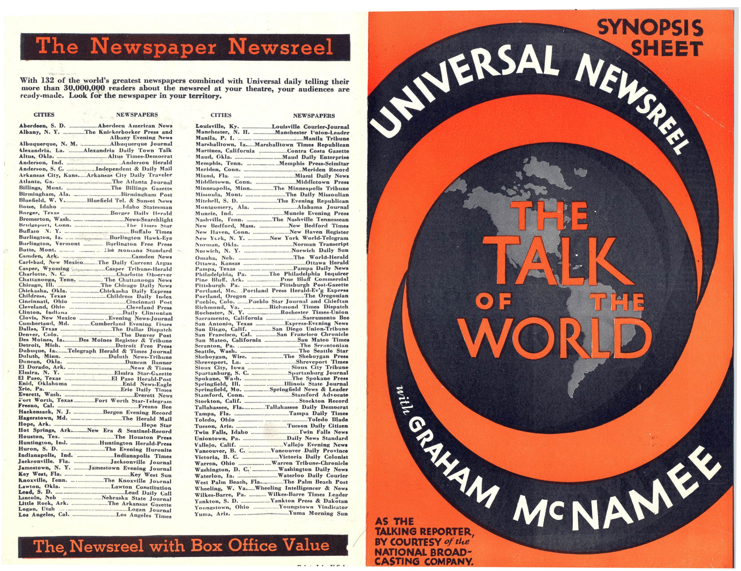 Universal News Release Sheet Cover – The Unwritten Record