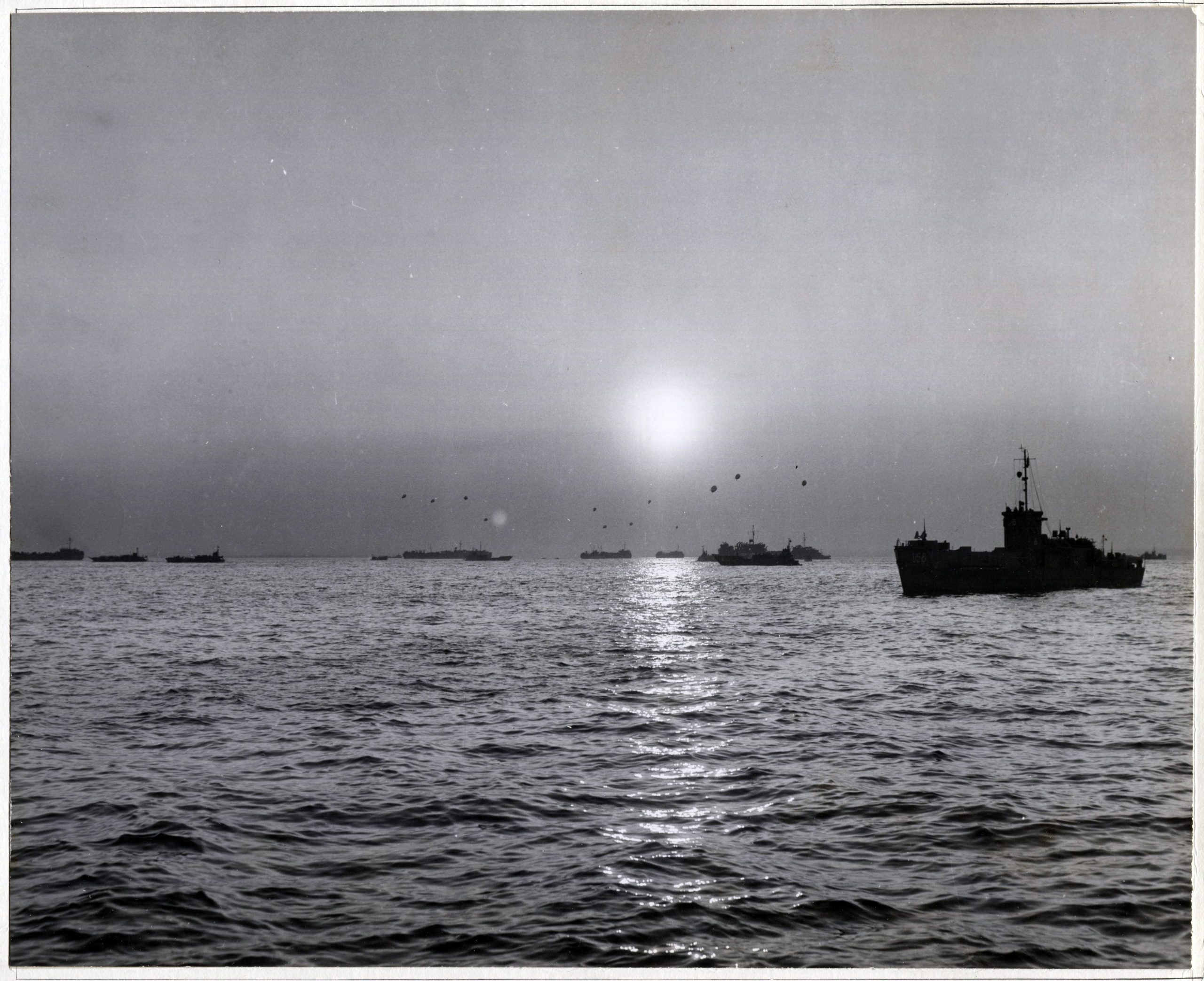 Original Caption: D-Day dawn – Landing craft including LST’s and LCI’s ...