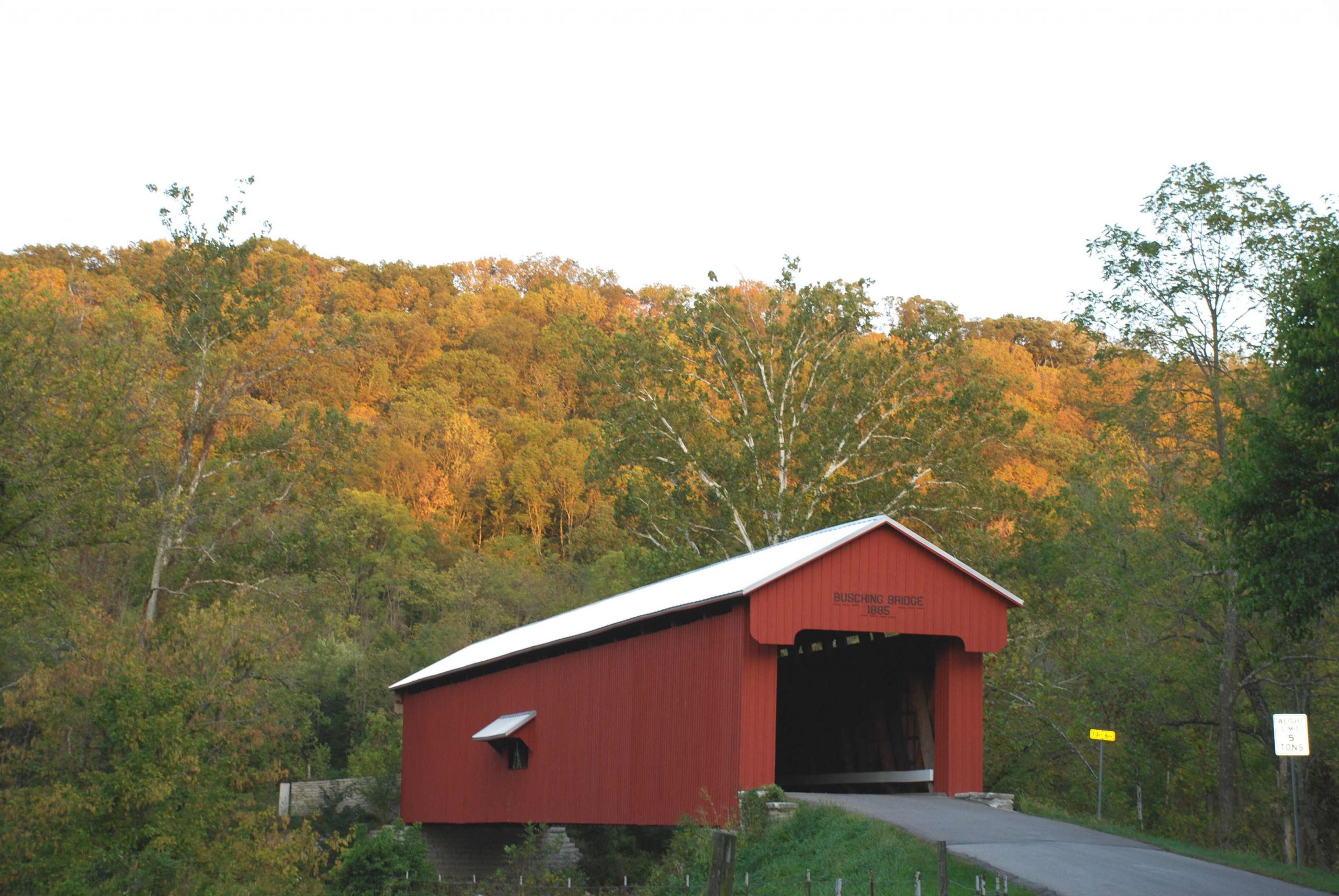Indiana’s Historic Pathways – Busching Covered Bridge in Early Autumn ...