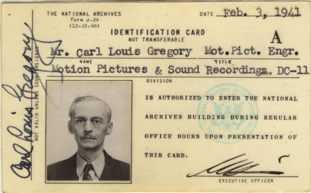 Carl Louis Gregory, Founder of Film Preservation at NARA – The ...