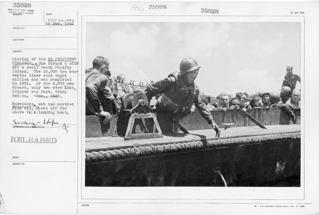 The Sinking of the SS President Coolidge – The Unwritten Record